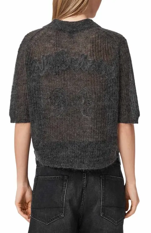 ALLSAINTS Anabel Mohair & Merino Wool Blend Polo Tee