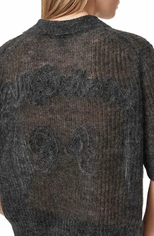 ALLSAINTS Anabel Mohair & Merino Wool Blend Polo Tee