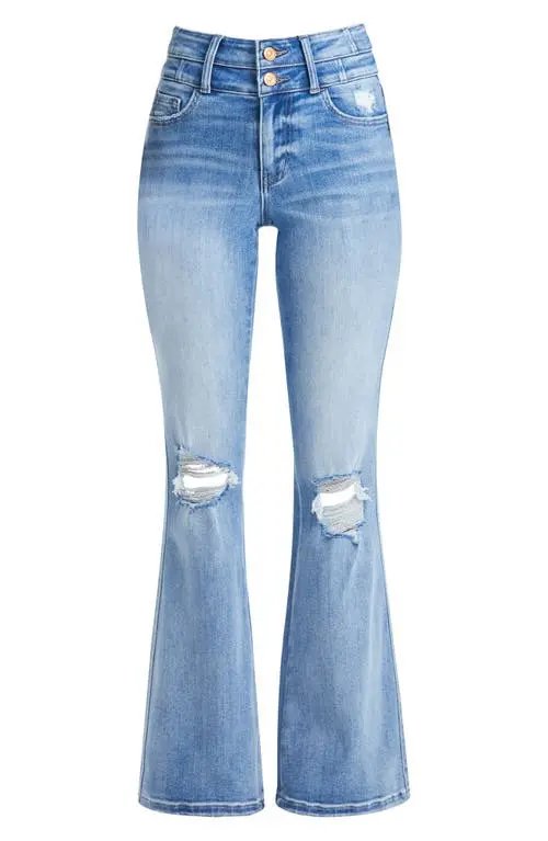 BAYEAS High Waist Flare Jeans With Ripped Knees