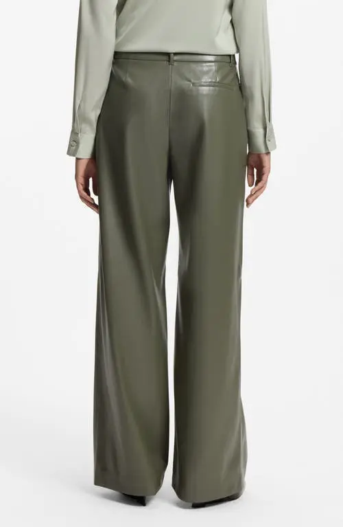 BOSS Tiana Pleated Faux Leather Wide-leg Pants
