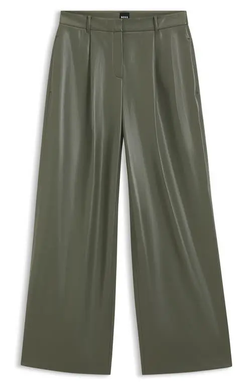 BOSS Tiana Pleated Faux Leather Wide-leg Pants