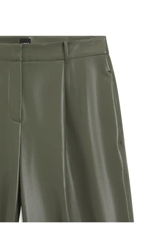 BOSS Tiana Pleated Faux Leather Wide-leg Pants