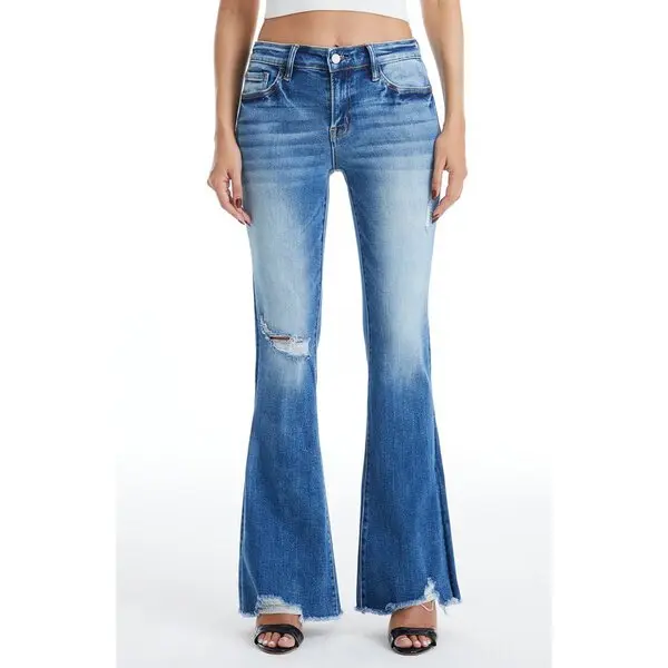 BAYEAS Fray Hem Flare Jeans