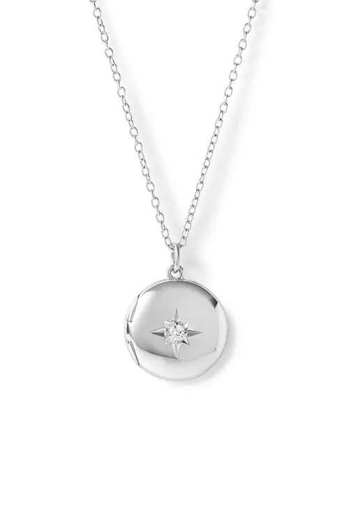 Astley Clarke Silver Biography Midi Locket Necklace With White Sapphire - Sterling Silver