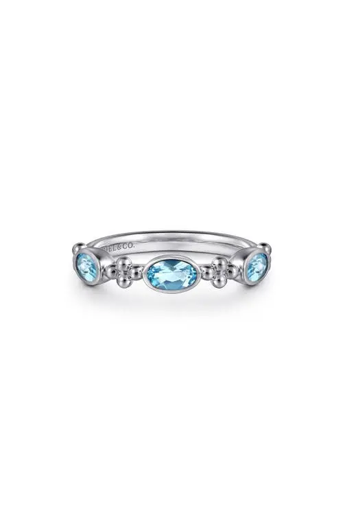 GABRIEL & CO. Blue Topaz Station Ring - Sterling Silver
