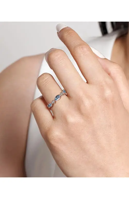 GABRIEL & CO. Blue Topaz Station Ring