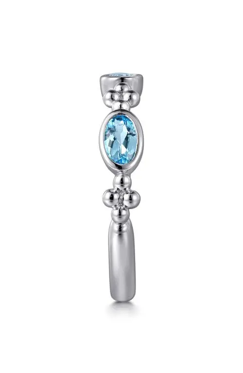 GABRIEL & CO. Blue Topaz Station Ring