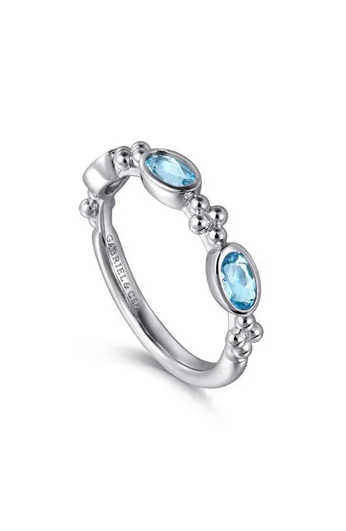 GABRIEL & CO. Blue Topaz Station Ring