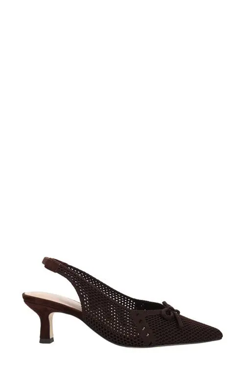 Pelle Moda Beliz Slingback Pointed Toe Kitten Heel Pump - Chocolate