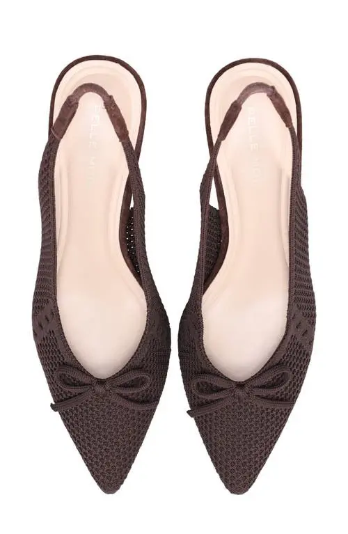 Pelle Moda Beliz Slingback Pointed Toe Kitten Heel Pump - Chocolate
