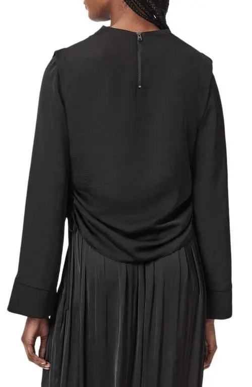 ALLSAINTS Leslie Cowl Neck Long Sleeve Top - Black