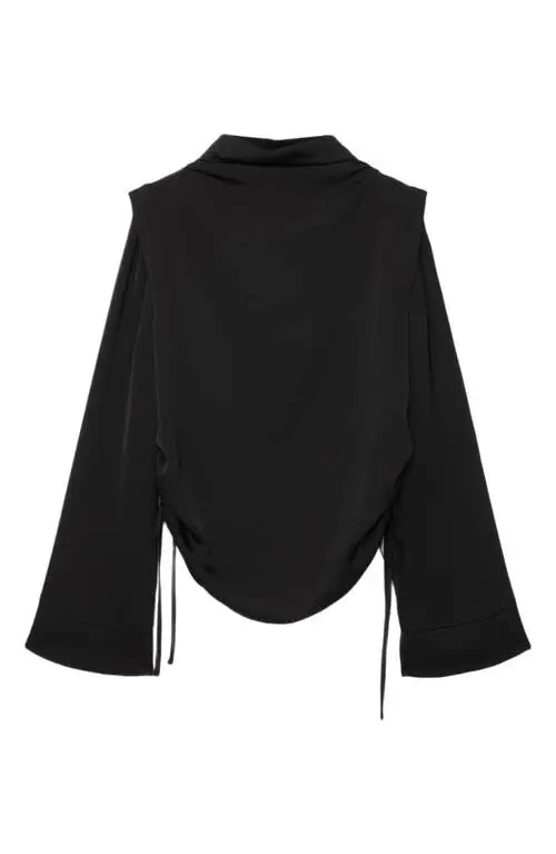 ALLSAINTS Leslie Cowl Neck Long Sleeve Top - Black