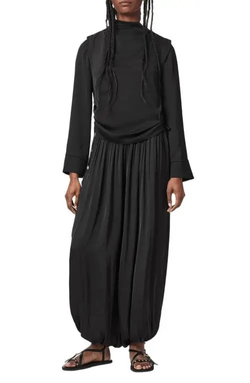 ALLSAINTS Leslie Cowl Neck Long Sleeve Top - Black
