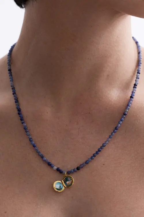 Astley Clarke Mini Biography Blue Aventurine Locket Necklace