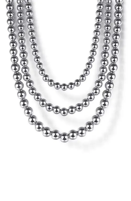 Gabriel & Co. Layered Beaded Necklace - Sterling Silver