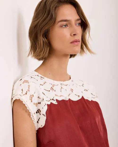 Mint Velvet Satin Lace Top