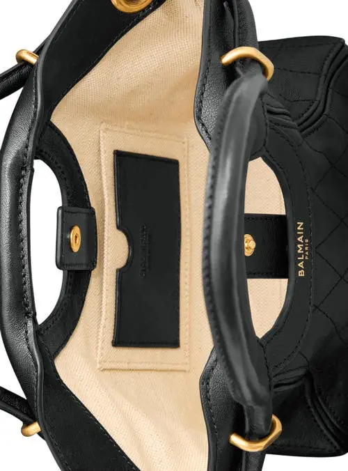 Balmain Small Quilted Lambskin Leather Tote