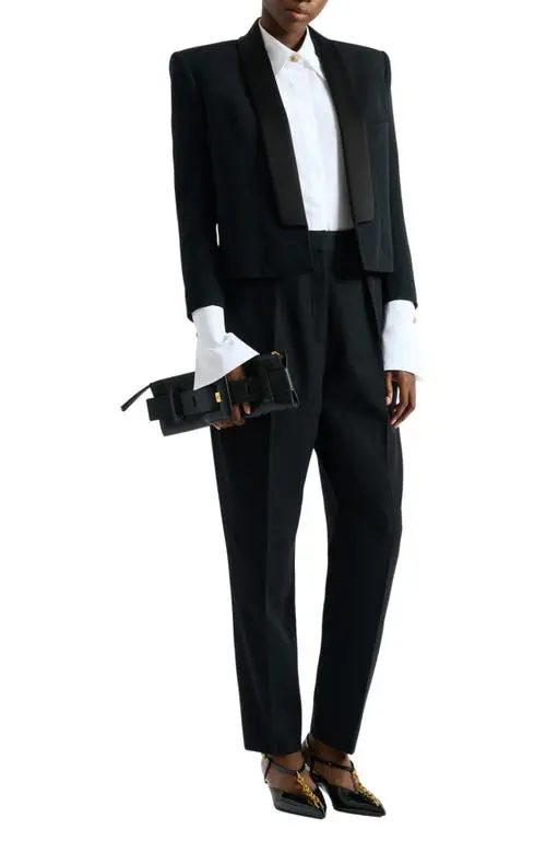 Balmain Cotton Poplin Shirt With Lion Head Button Detail