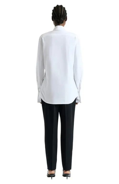 Balmain Cotton Poplin Shirt With Lion Head Button Detail