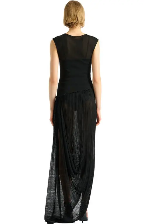 Balmain Long Draped Viscose Dress