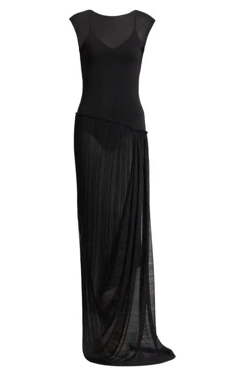 Balmain Long Draped Viscose Dress
