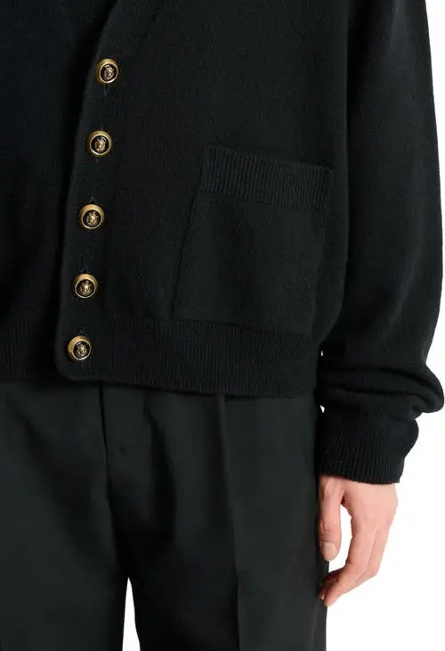 Balmain Eco-cashmere Cardigan With Lion Medallion Buttons