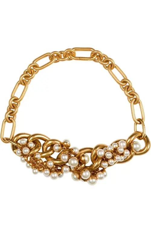 Balmain Sync Necklace In Brass And Pearls