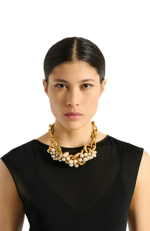 Balmain Sync Necklace In Brass And Pearls