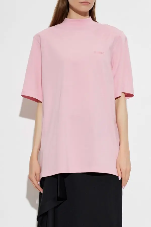 Attico Cotton Jersey T-shirt With Shoulder Pads
