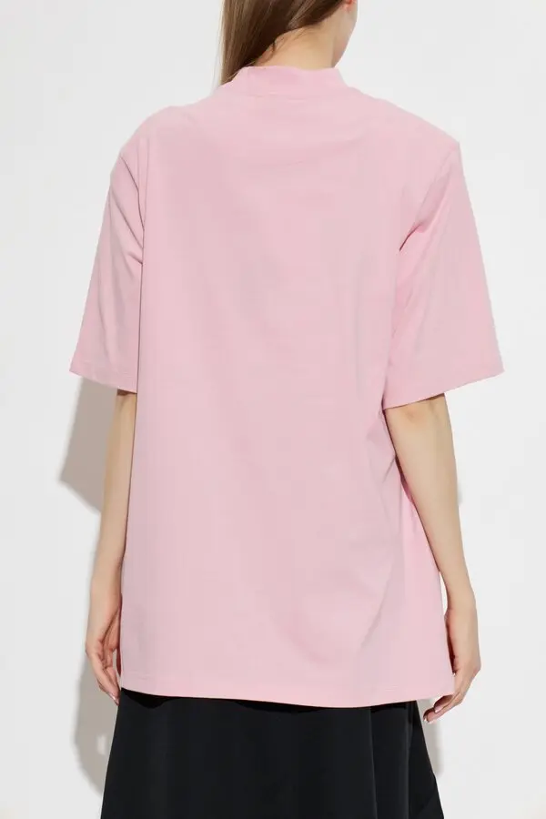 Attico Cotton Jersey T-shirt With Shoulder Pads
