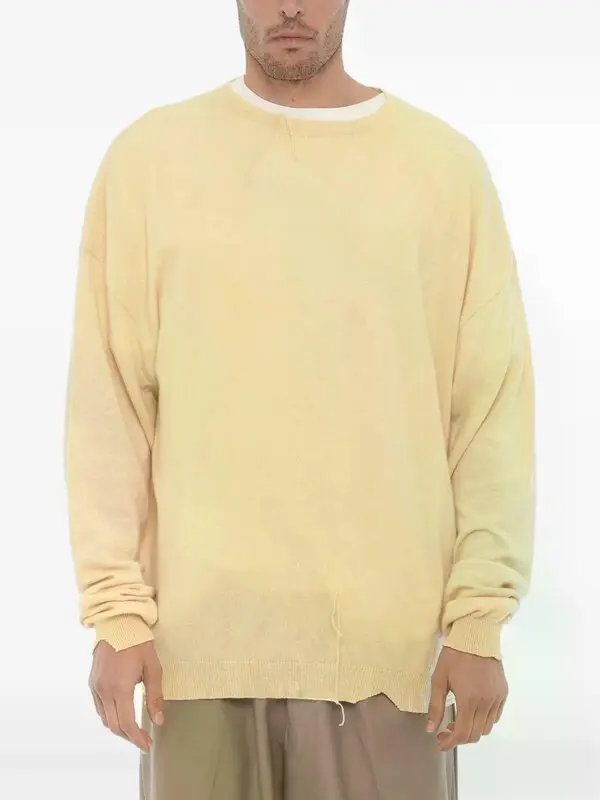RAMAEL Crew Neck Long-sleeve Sweater - Yellow
