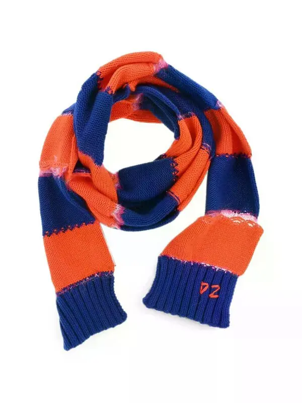Dsquared2 Striped Distressed-effect Scarf - Orange