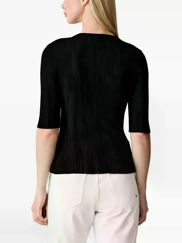 Karl Lagerfeld Ribbed Knit Crewneck Short-sleeve Top