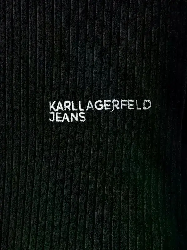 Karl Lagerfeld Ribbed Knit Crewneck Short-sleeve Top
