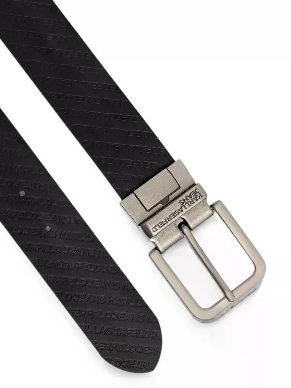 Karl Lagerfeld Logo-embossed Reversible Belt - Black