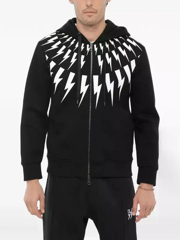 Neil Barrett Fairisle Thunderbolt Zip-up Hoodie