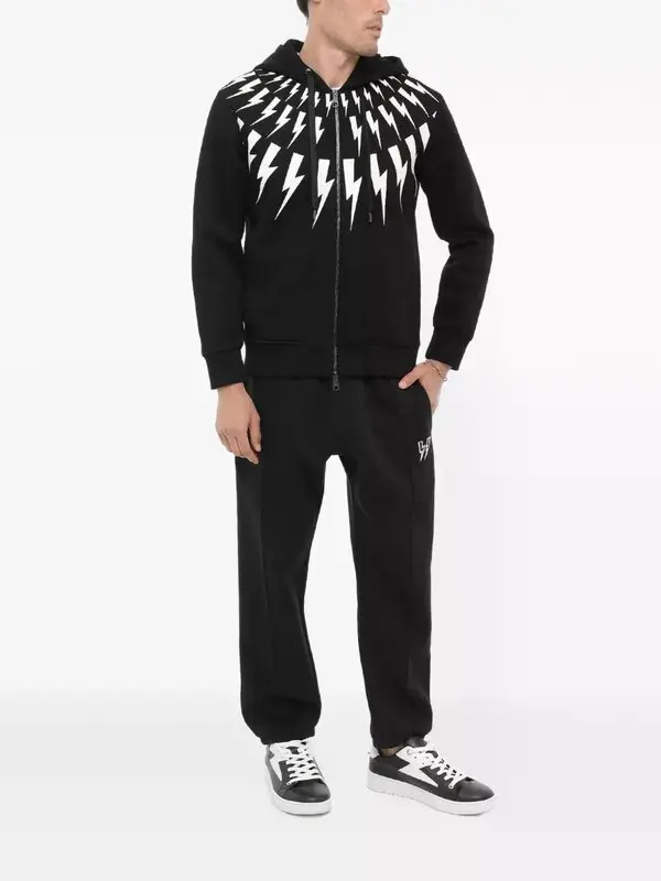 Neil Barrett Fairisle Thunderbolt Zip-up Hoodie