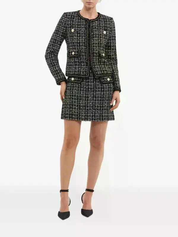 Rebecca Vallance Bouclé Jacket With Sequins And Faux Pearls