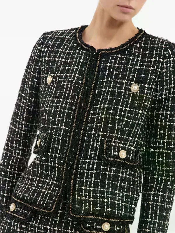 Rebecca Vallance Bouclé Jacket With Sequins And Faux Pearls