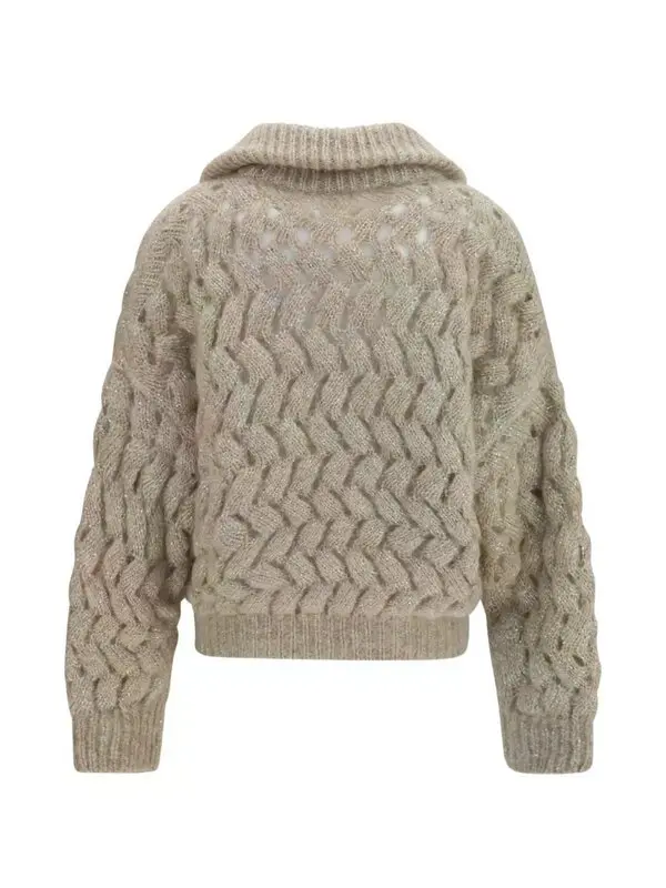 Brunello Cucinelli Chunky Knit Cardigan With Sequin Embellishments