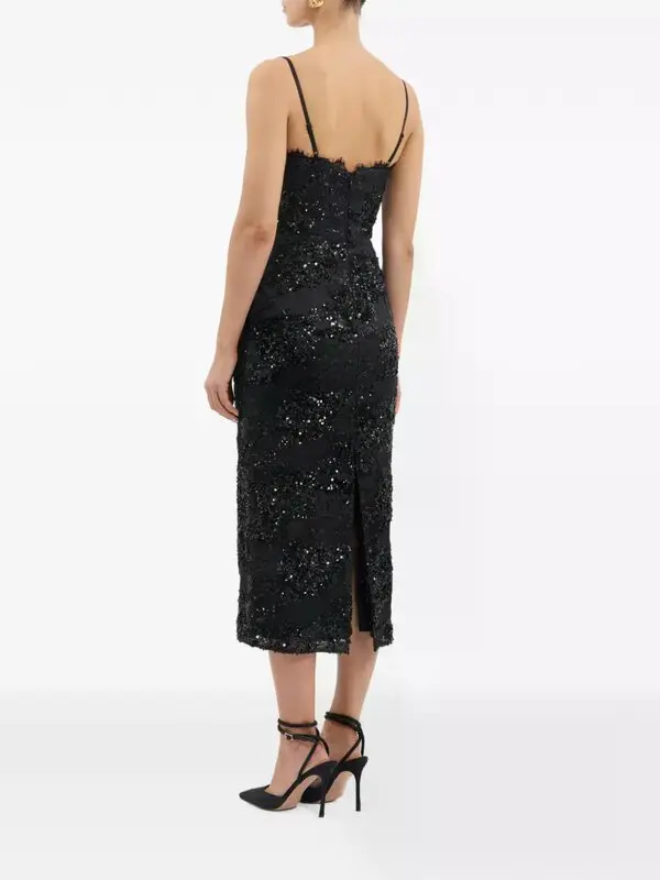 Rebecca Vallance Beau Sequin Embroidered Lace Midi Dress