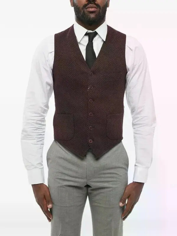 Corneliani V-neck Wool Waistcoat - Red