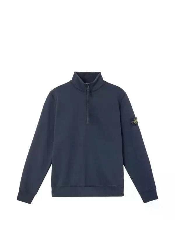 Stone Island Logo-patch Half-zip Sweater - Blue