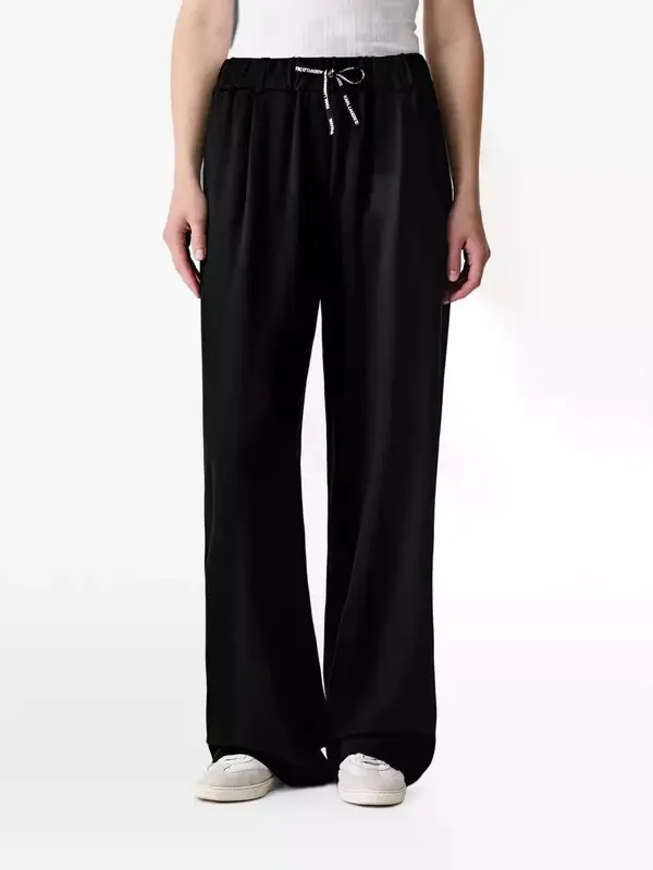 Karl Lagerfeld Logo-drawstring Wide-leg Trousers - Black
