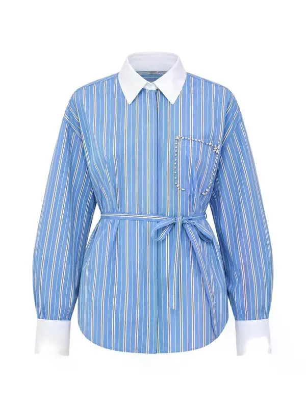 Liu Jo Striped Crystal-embellished Shirt - Blue