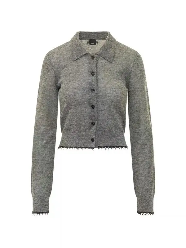 Pinko Madrid Raw-edge Collared Cardigan - Grey