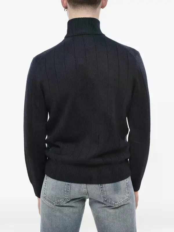 PAOLO PECORA Cable Knit Roll Neck Sweater - Blue