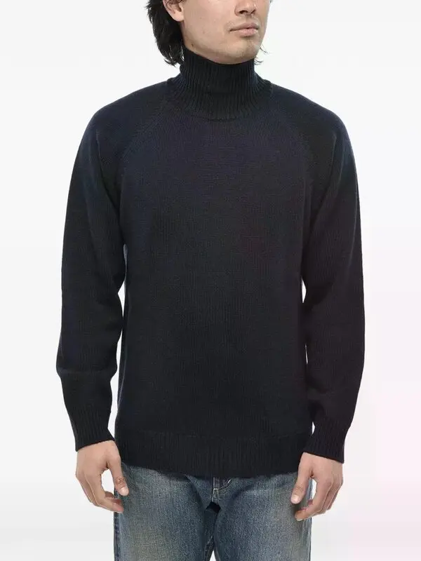 PAOLO PECORA Turtleneck Ribbed-trim Sweater - Blue