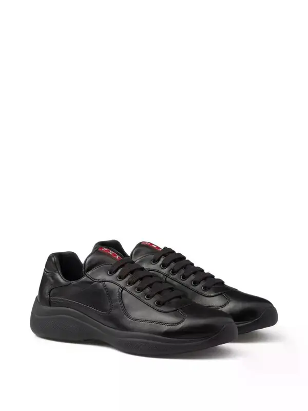 Prada America's Cup Nappa Leather Lace-up Sneakers - Black