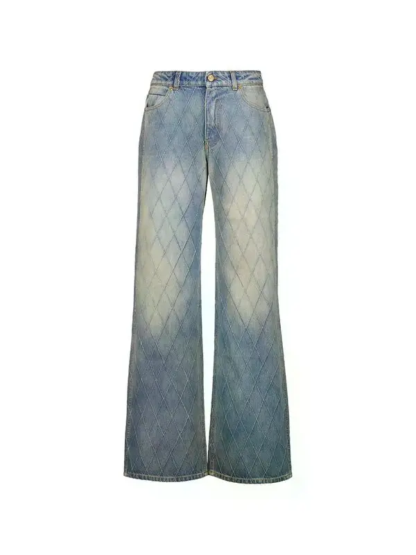 Balmain Quilted Faded Jeans - Blue